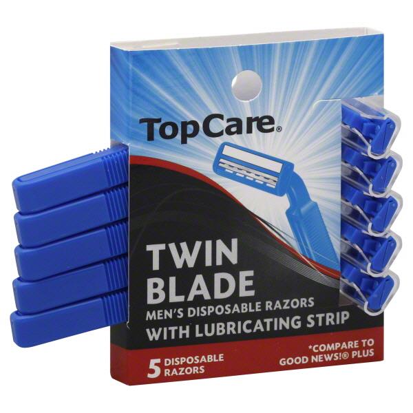 TopCare Twin Blade Men's Disposable Razors with Lubricating Strip | Hy ...