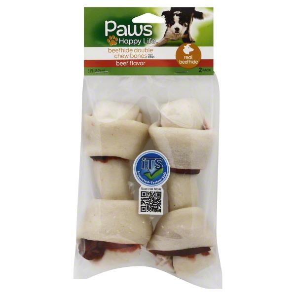 Paws Premium Double Bones Assorted Flavor 6 In Beefhide Chew 2 Pk | Hy ...