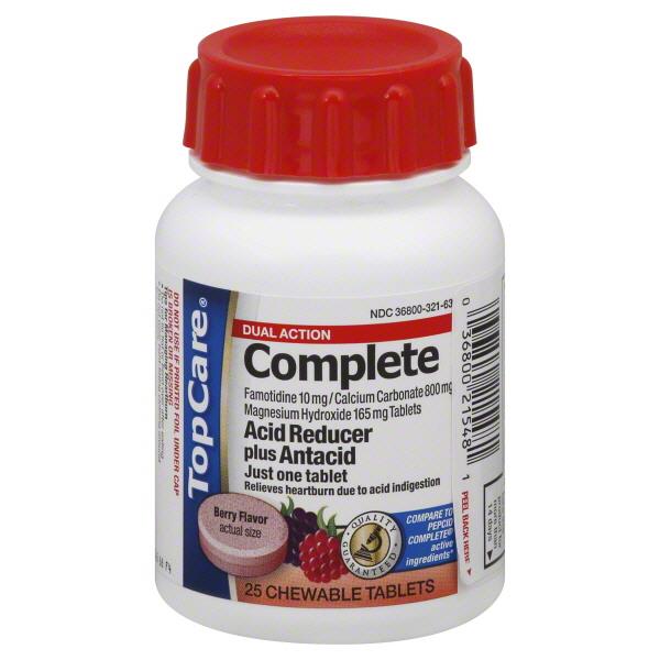 TopCare Complete Acid Reducer Plus Antacid Berry Flavor Chewable ...