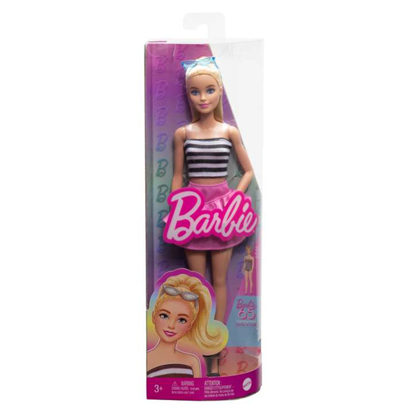 Barbie Fashionistas Doll #213, Blonde With Striped Top, Pink Skirt ...